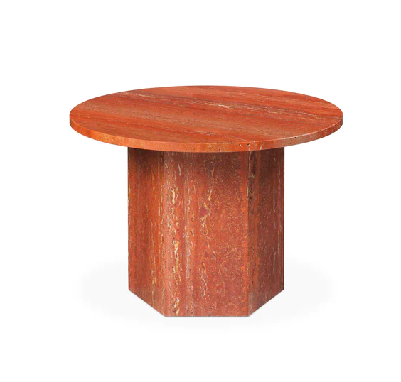 Epic Coffee Table - Burnt Red Travertine , Round - Clay
